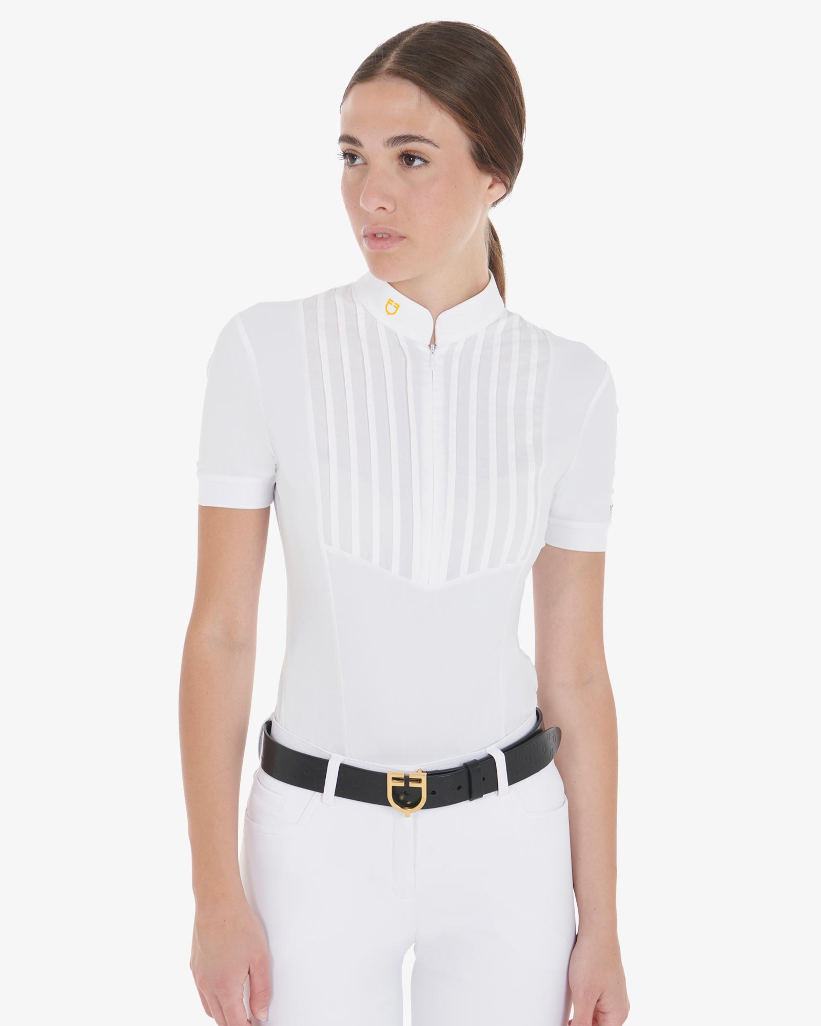 Polo donna slim fit cotone plissettato | Shop | Equestro