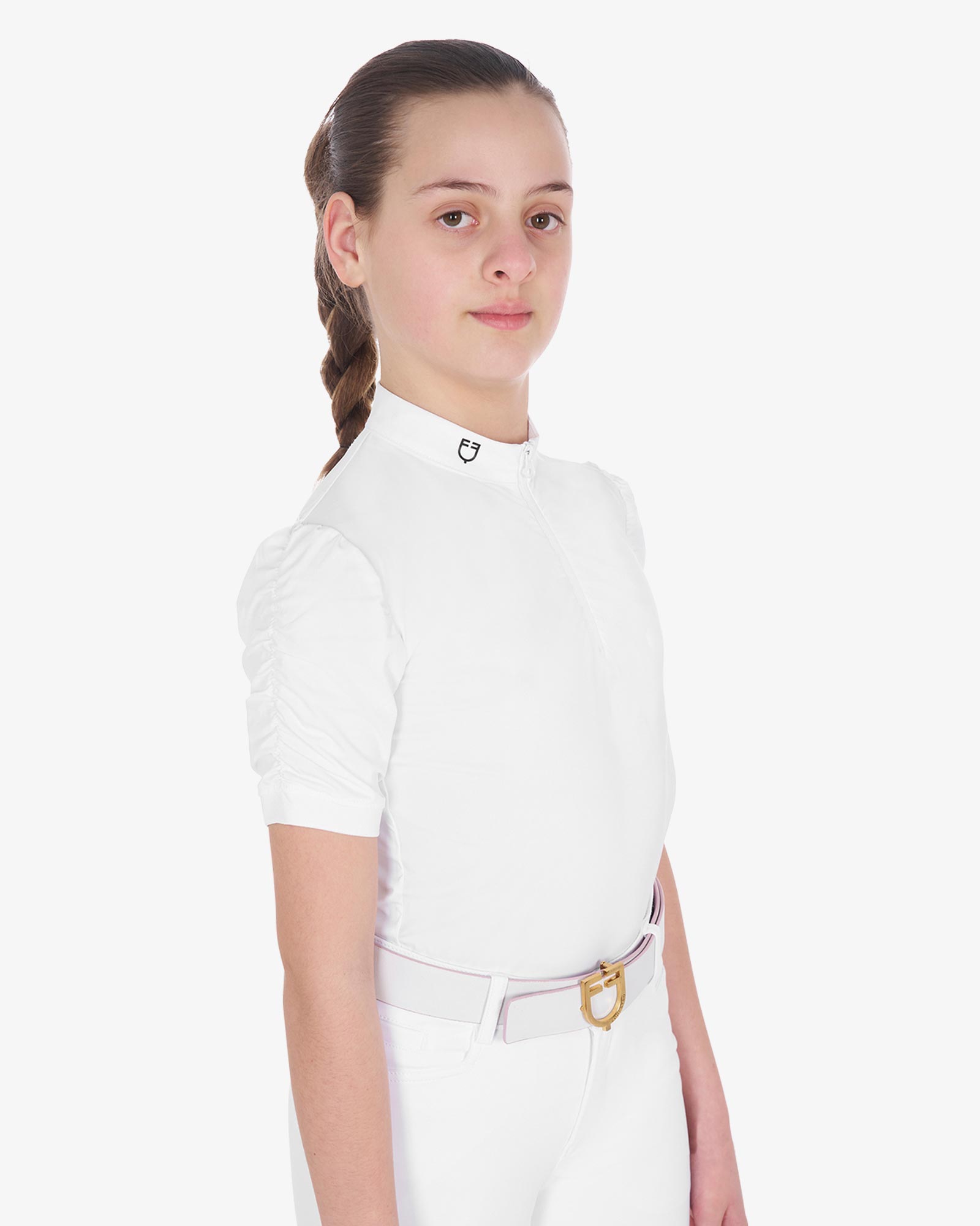 Girls' polo shirt gathered sleeves | Shop | Equestro